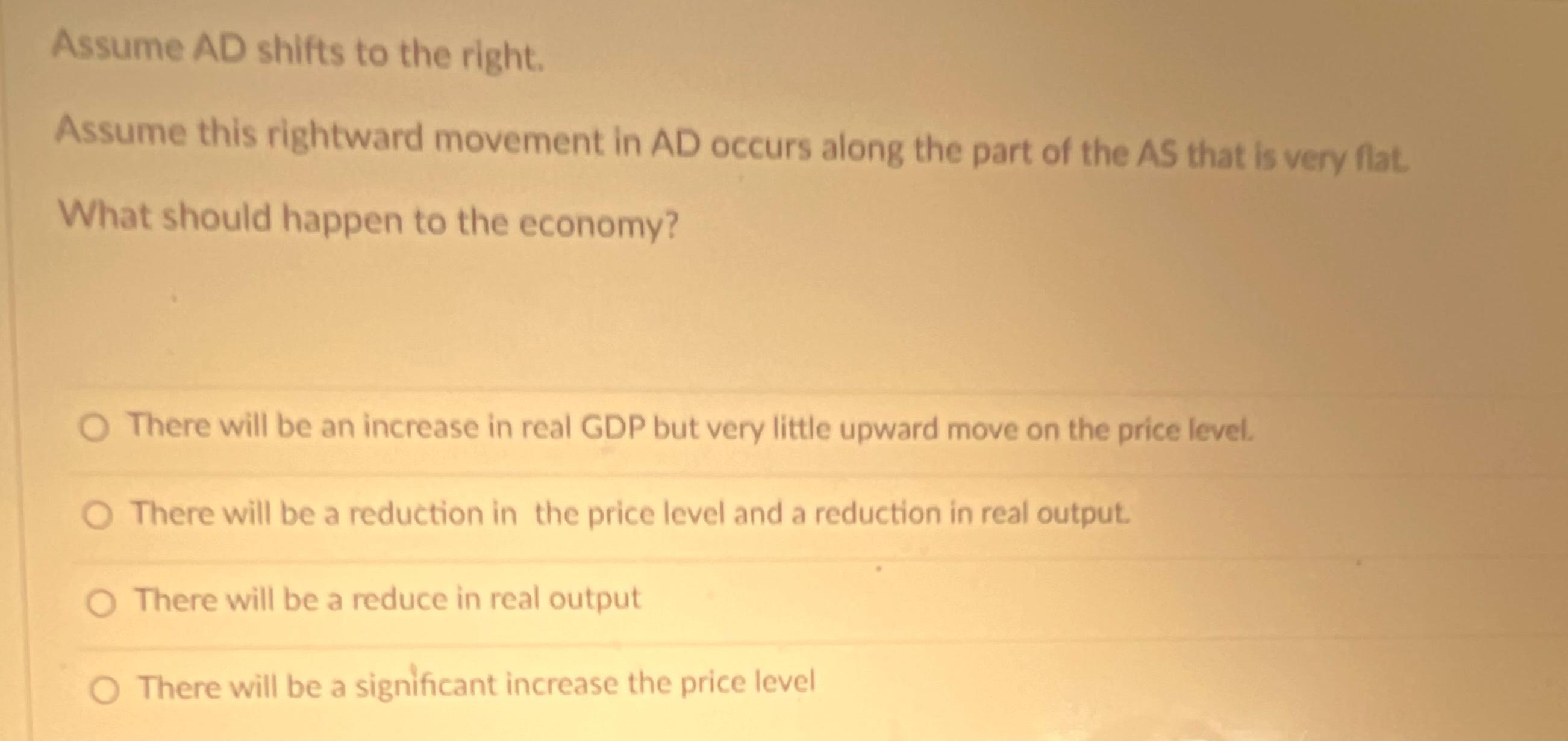 Solved Assume AD shifts to the right.Assume this rightward | Chegg.com