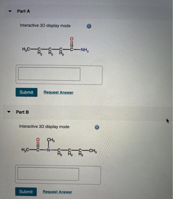 Solved Part A Interactive 3D display mode -C-NH2 Submit | Chegg.com