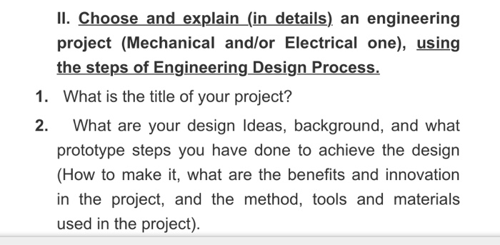 Solved II. Choose and explain (in details). an engineering | Chegg.com