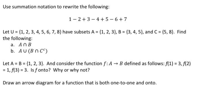 Solved Use summation notation to rewrite the following: | Chegg.com