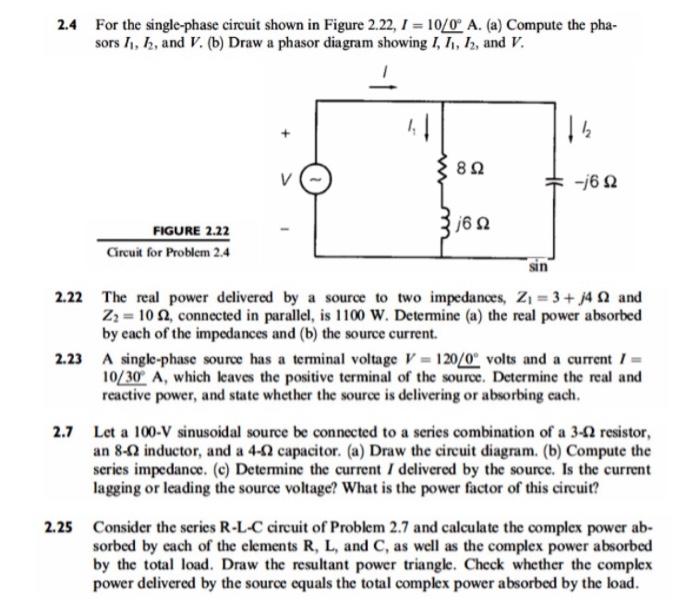 Solved 2.4. For the single-phase circuit shown in Figure | Chegg.com