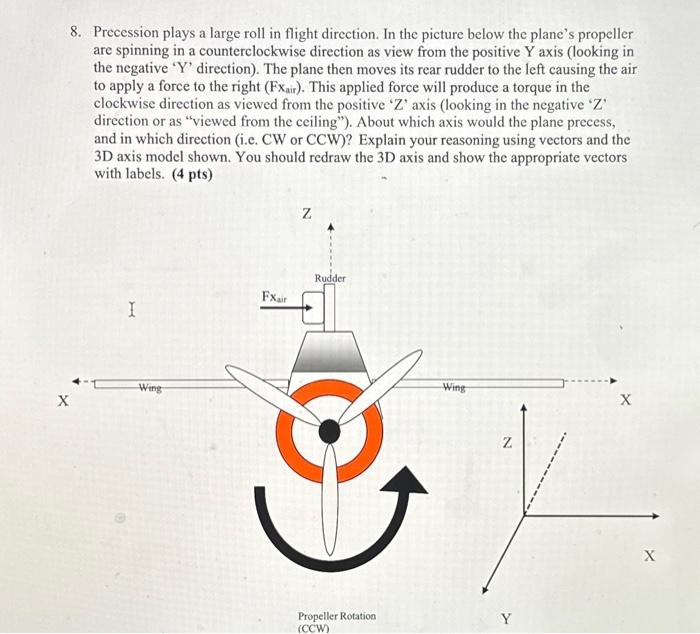 Solved 8. Precession plays a large roll in flight direction. | Chegg.com