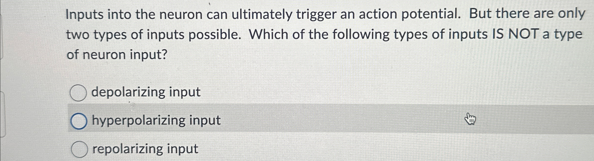 Solved Inputs into the neuron can ultimately trigger an | Chegg.com
