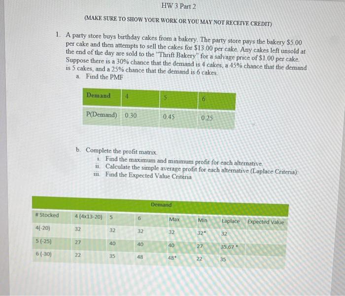 Solved i need help on the expected value and part c & d of | Chegg.com