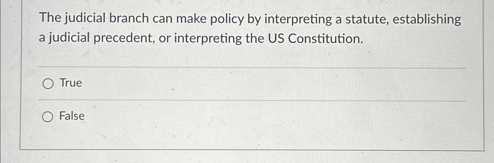 Solved The judicial branch can make policy by interpreting a | Chegg.com