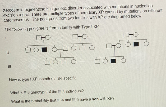 Solved Xerodermia pigmentosa is a genetic disorder | Chegg.com