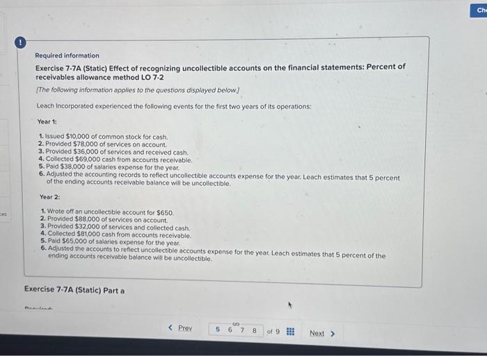 Solved Required information Exercise 7-7A (Static) Effect of | Chegg.com