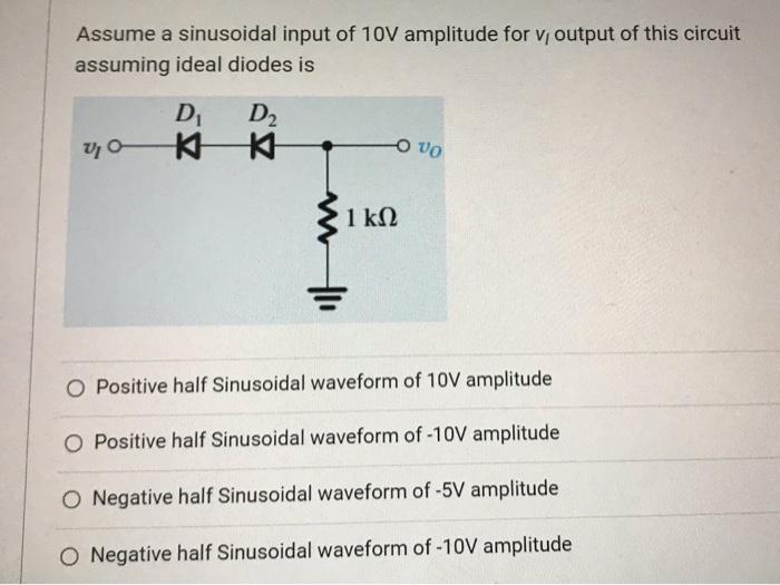 Solved Assume a sinusoidal input of 10V amplitude for | Chegg.com