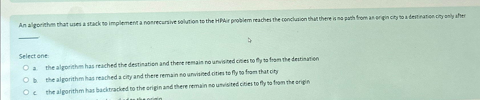 Solved An algorithm that uses a stack to implement a | Chegg.com