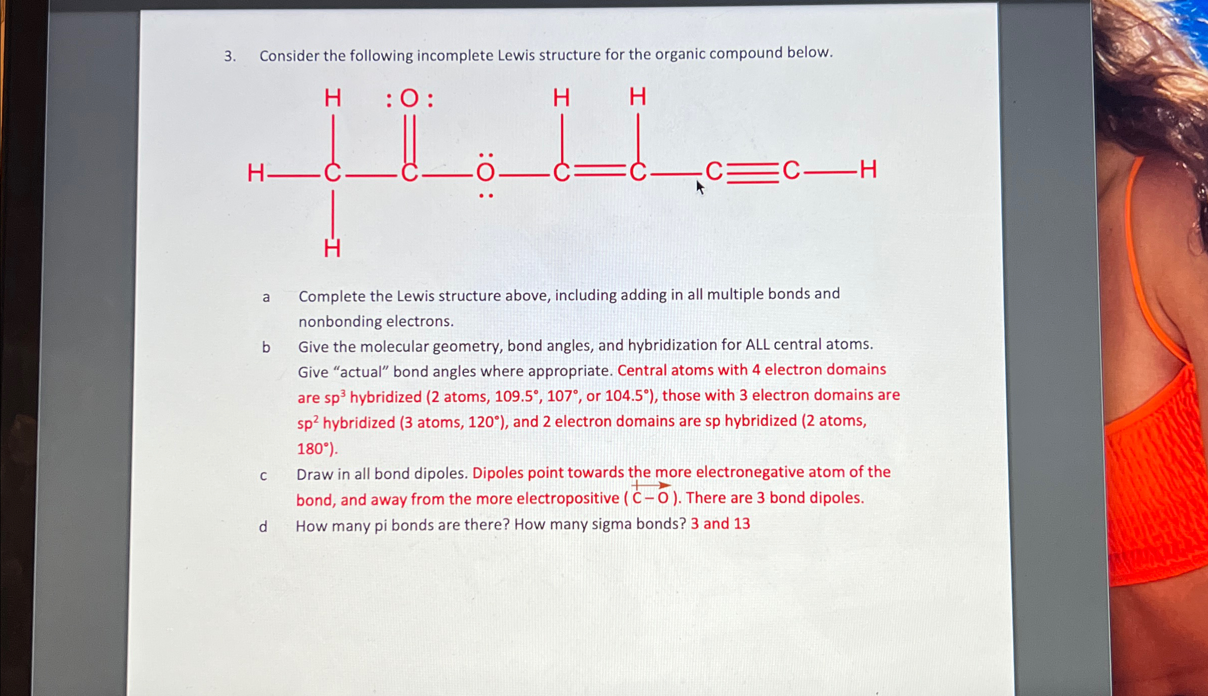 Solved Consider the following incomplete Lewis structure for | Chegg.com