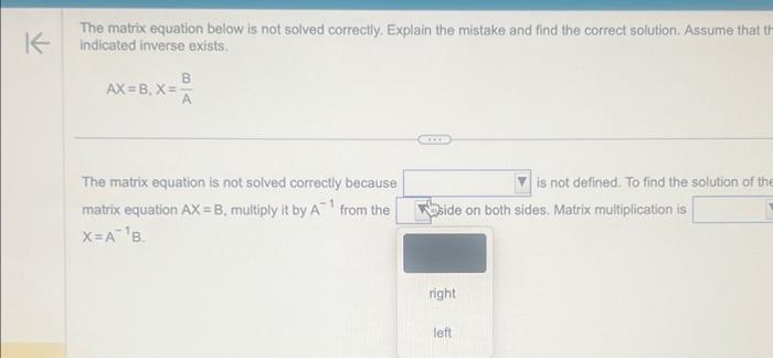 [solved] The Matrix Equation Below Is Not Solved Corre
