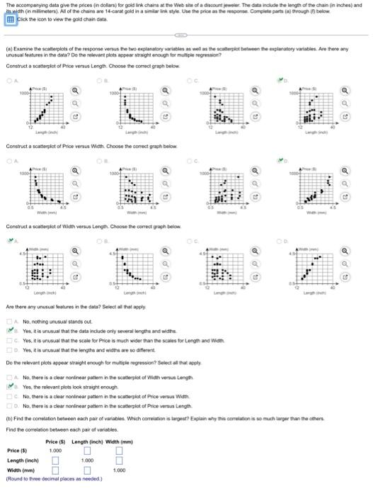 Solved use the gold chain data table to solve B, C and F | Chegg.com