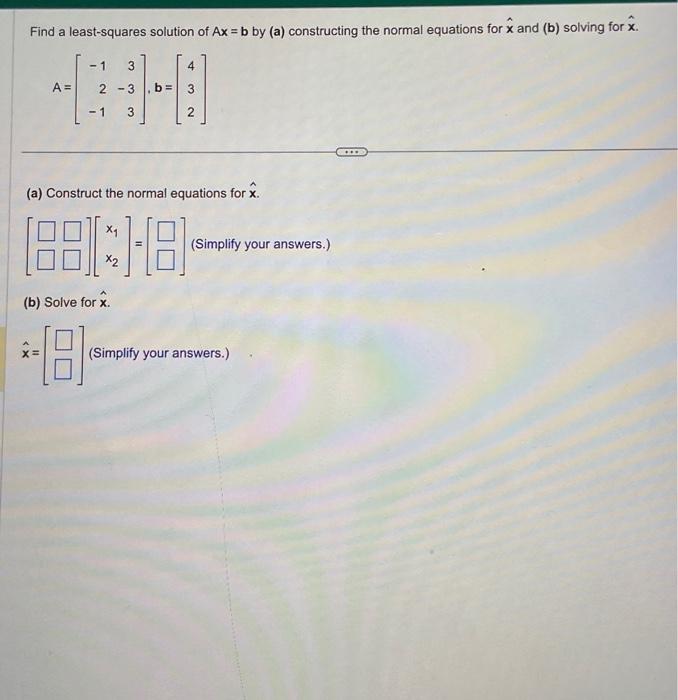 Solved Find a least-squares solution of Ax=b by (a) | Chegg.com