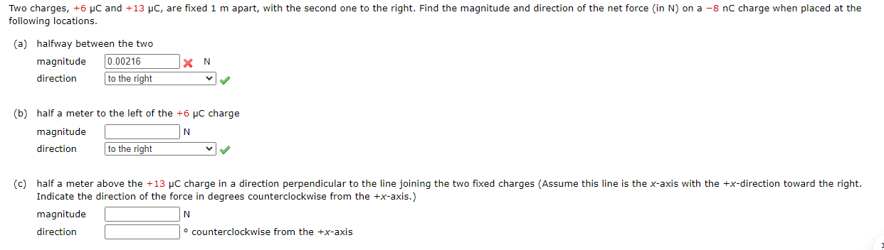 Solved following locations.(a) ﻿halfway between the | Chegg.com