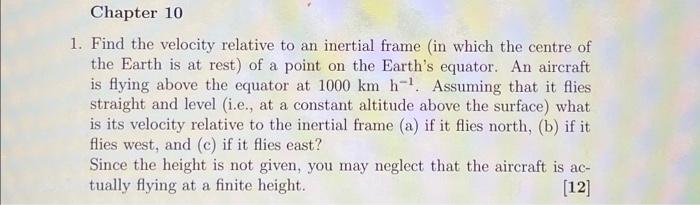 Solved 1. Find the velocity relative to an inertial frame | Chegg.com