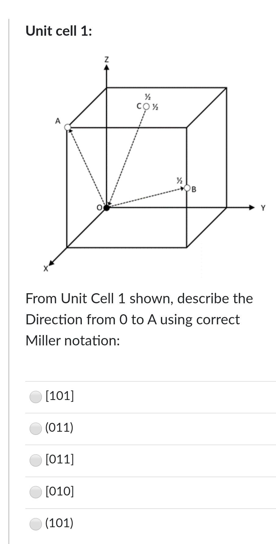 Solved Unit cell 1: Z 另 ½ CO А % B From Unit Cell 1 shown, | Chegg.com