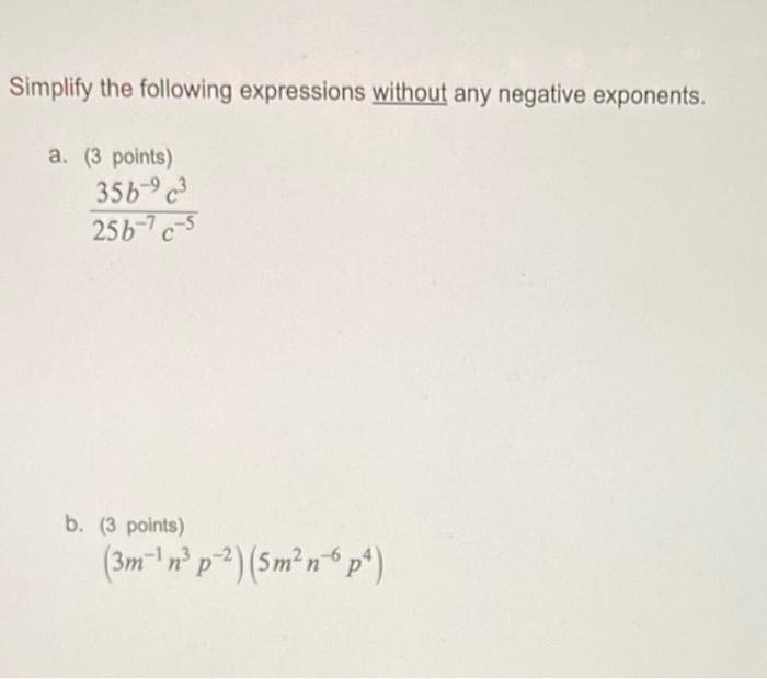 Solved Simplify the following expressions without any | Chegg.com