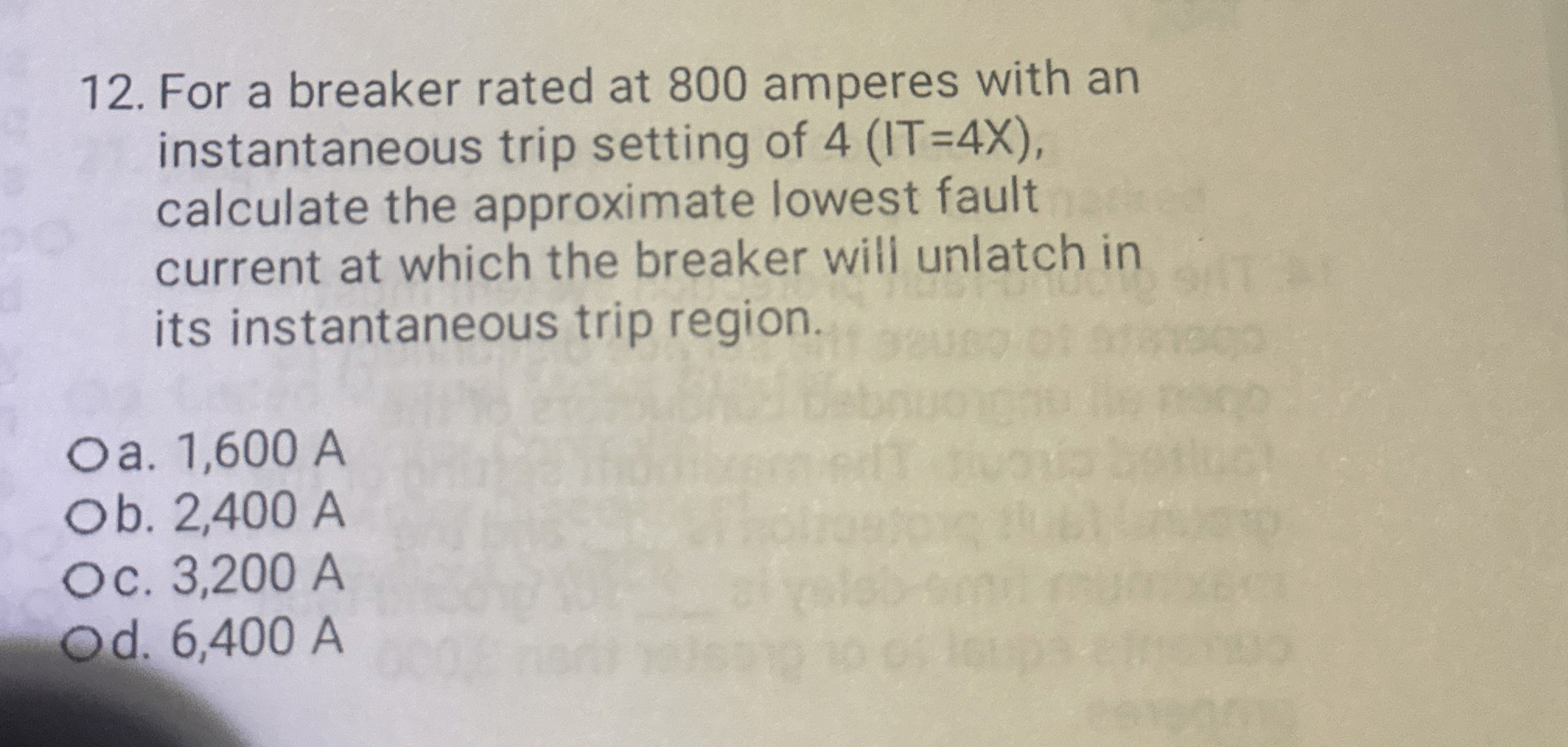 Solved For a breaker rated at 800 ﻿amperes with an | Chegg.com