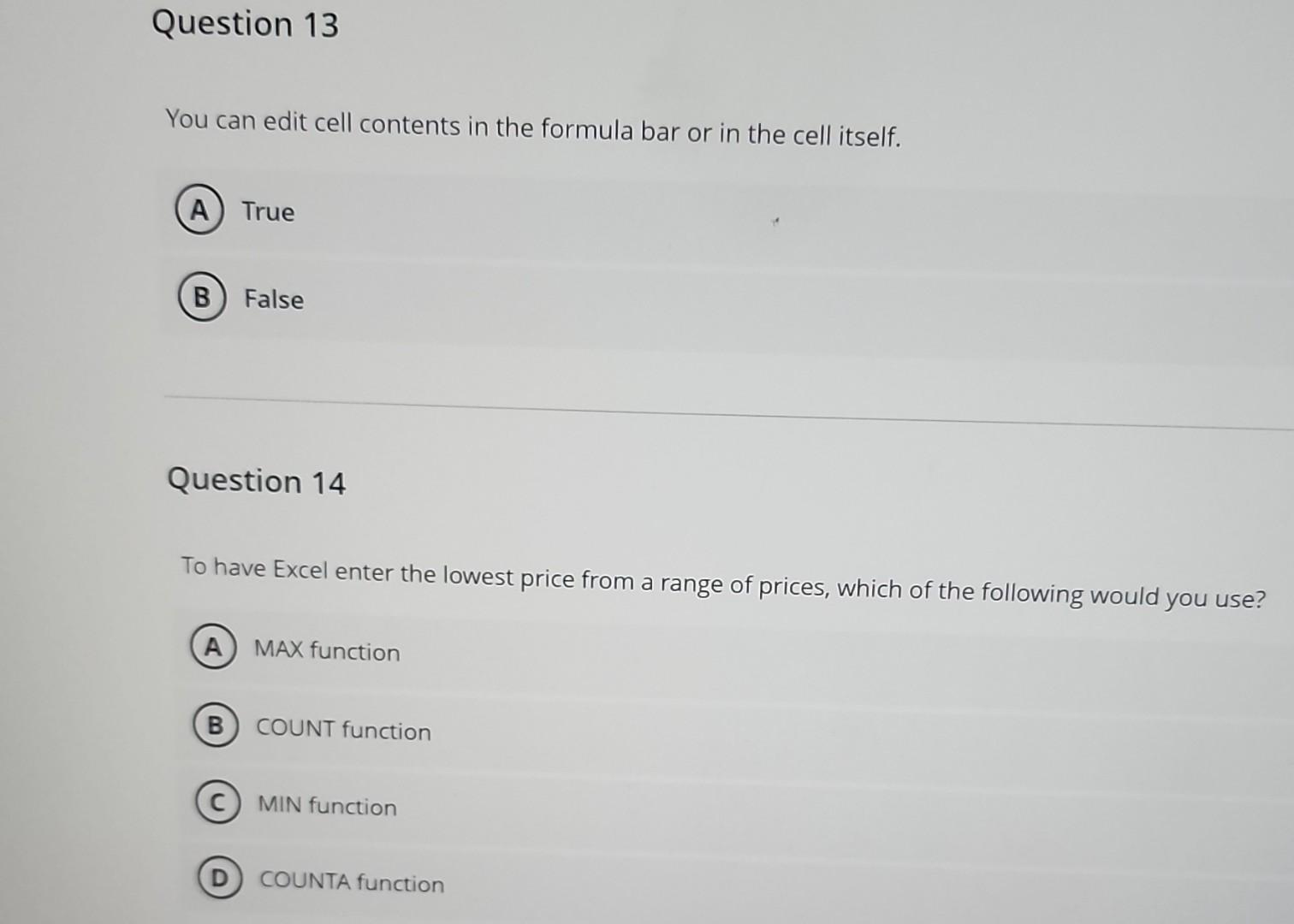 Solved You can edit cell contents in the formula bar or in | Chegg.com