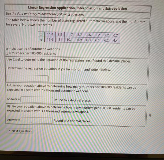 Solved Linear Regression Application, Interpolation and | Chegg.com