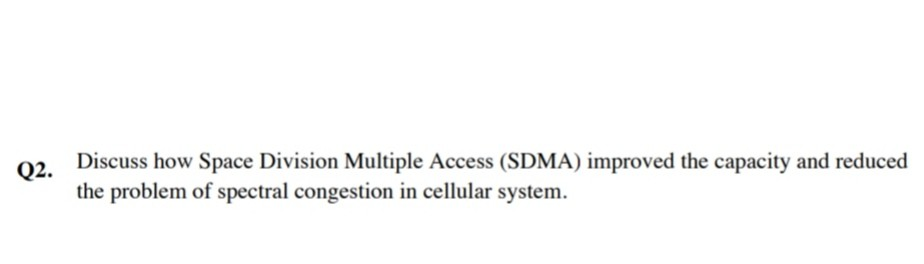 Solved Q2. Discuss how Space Division Multiple Access (SDMA) | Chegg.com