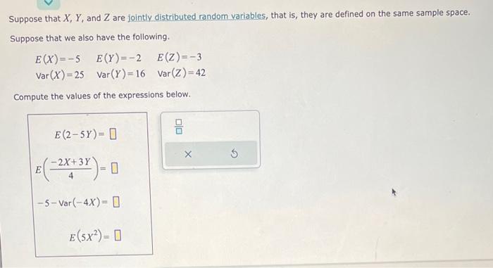 Solved Suppose that X,Y, and Z are jointly distributed | Chegg.com