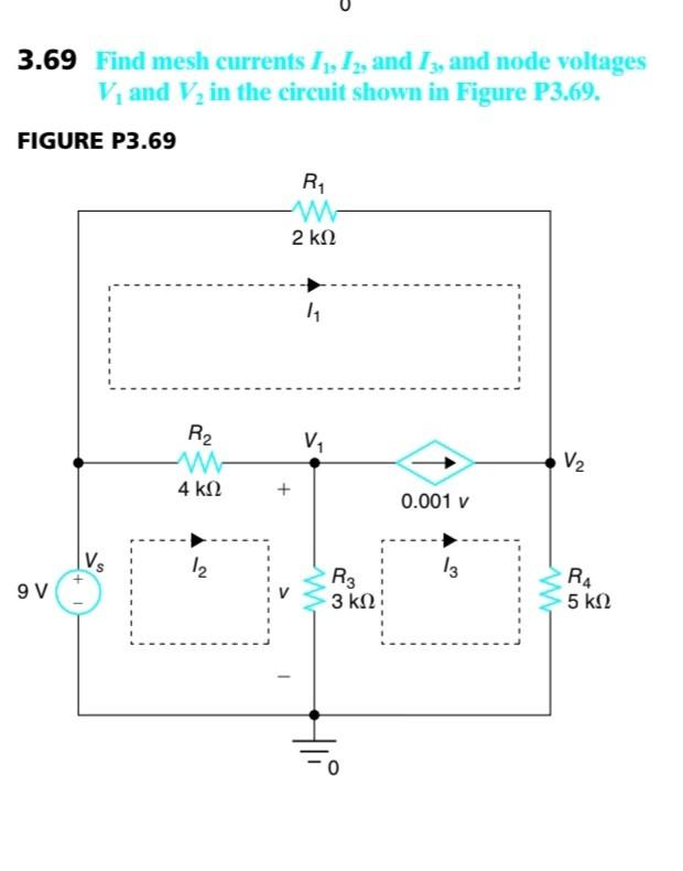 Solved 3.57 Find mesh currents I1,I2, and I3 and node | Chegg.com
