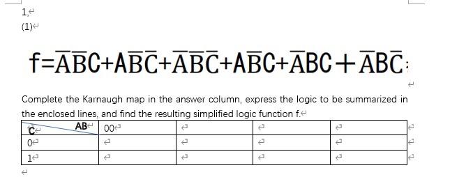 Solved f=ABC+ABC+ABC+ABC+ABC+ABC: Complete the Karnaugh map | Chegg.com