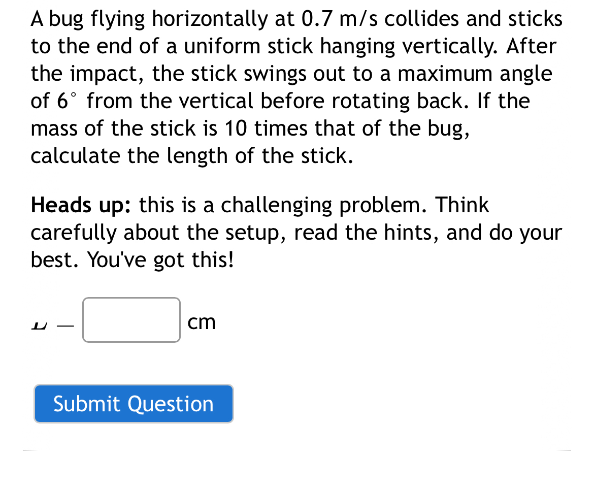 Solved A bug flying horizontally at 0.7ms ﻿collides and | Chegg.com