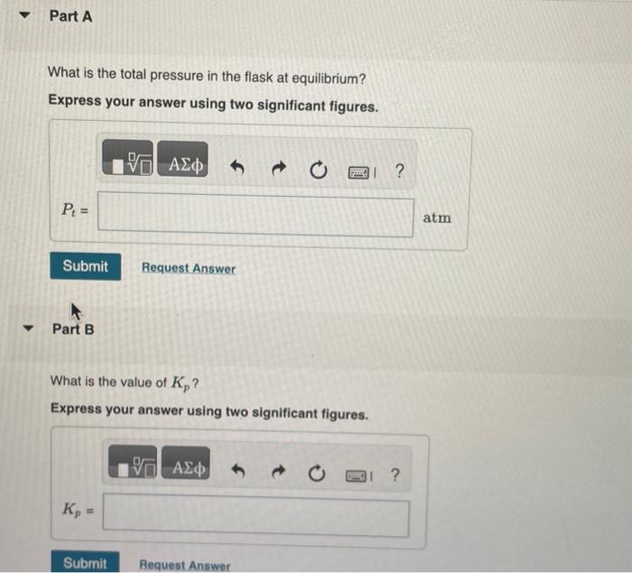 Solved What is the total pressure in the flask at | Chegg.com