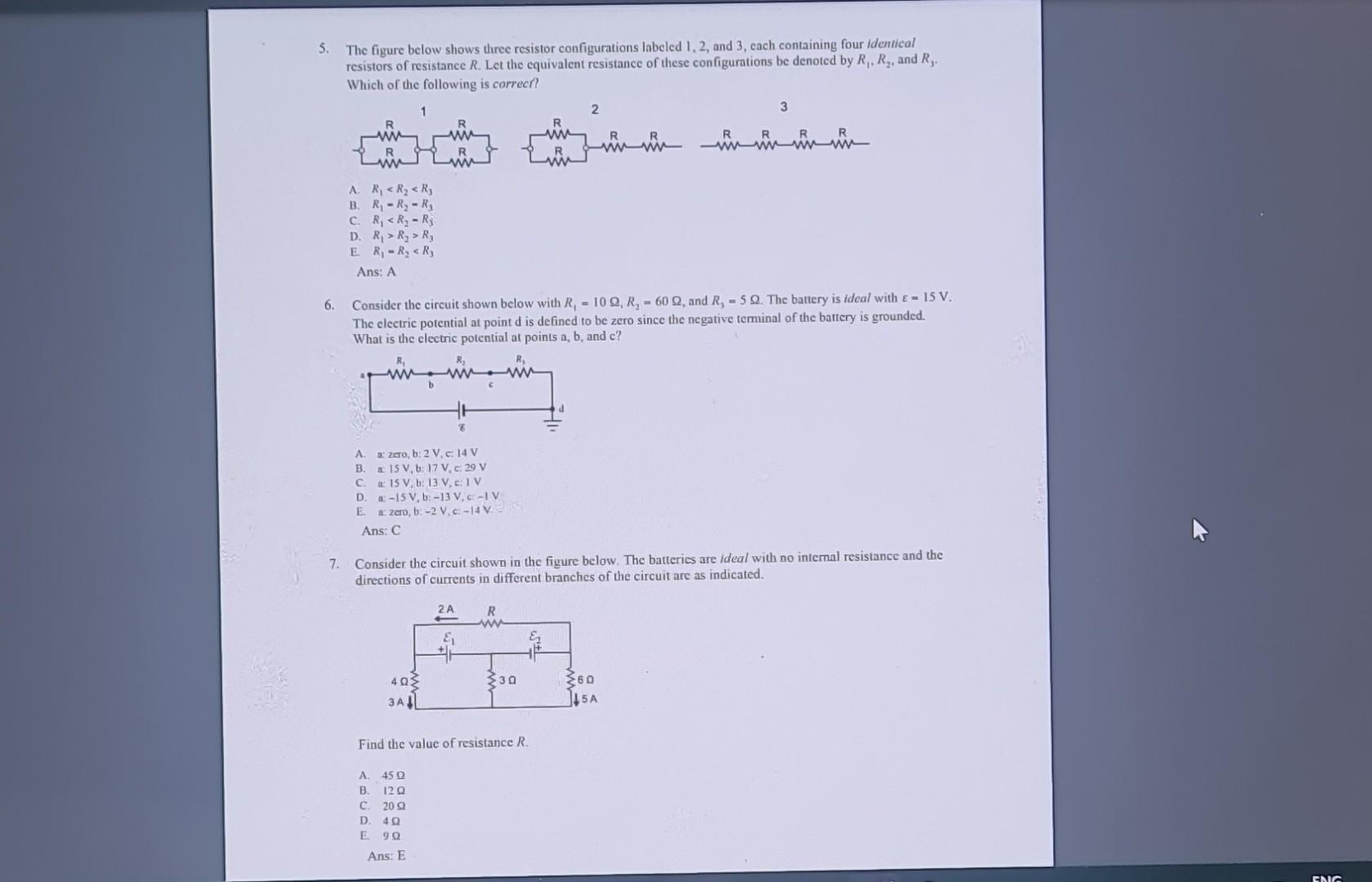 Solved 5. The figure below shows three resistor | Chegg.com