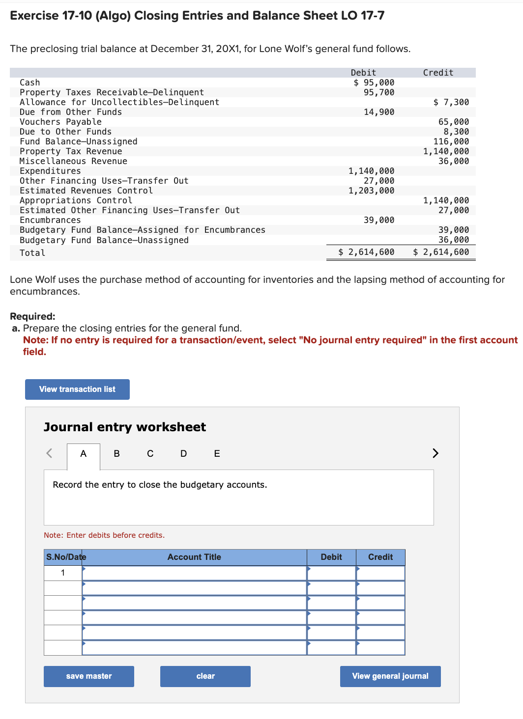 Solved Exercise 17-10 (Algo) ﻿Closing Entries and Balance | Chegg.com
