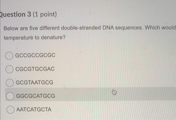 Solved Below are five different double-stranded DNA | Chegg.com