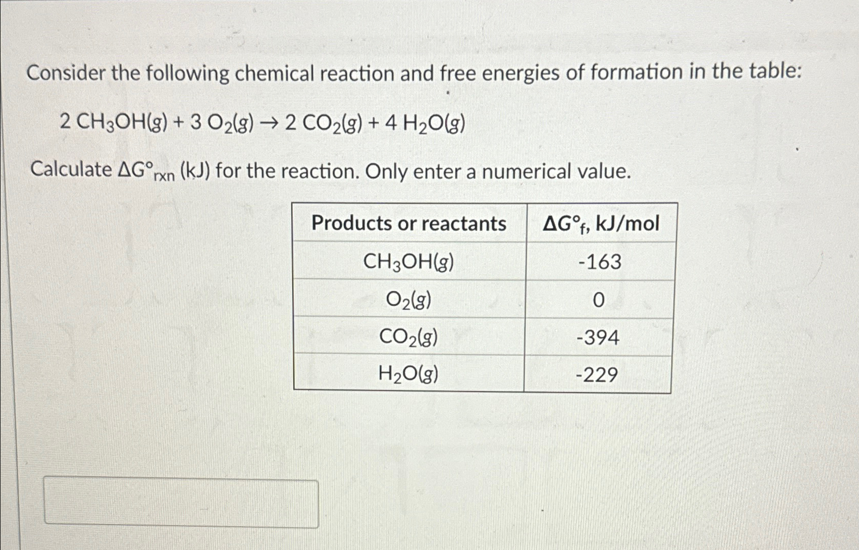 Solved Consider the following chemical reaction and free | Chegg.com