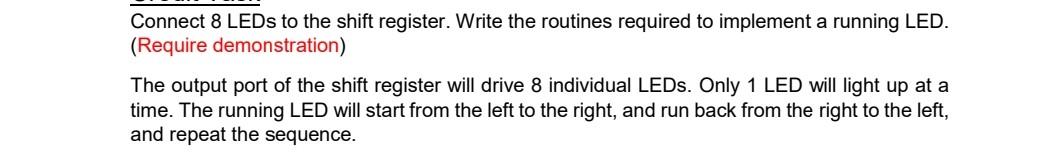 Solved Connect 8 LEDs to the shift register. Write the | Chegg.com