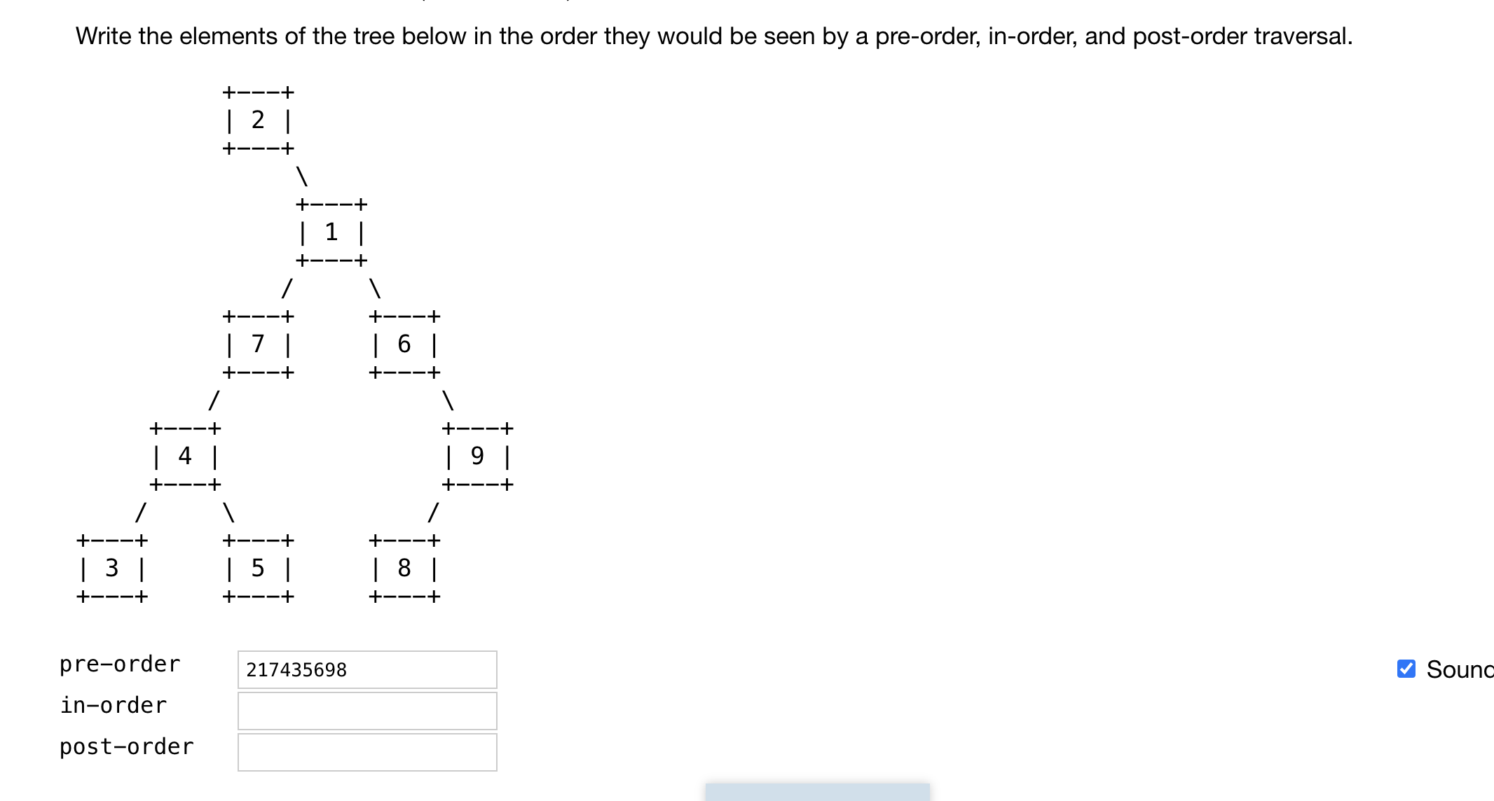Write the elements of the tree below in the order | Chegg.com