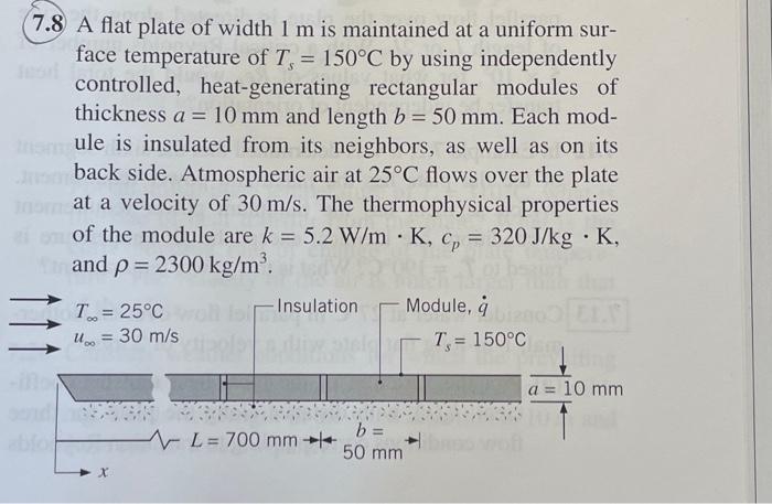 Solved 7.8 A flat plate of width 1 m is maintained at a | Chegg.com