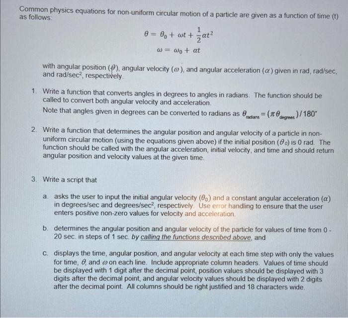 Solved Common physics equations for non-uniform circular | Chegg.com