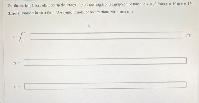 Solved Use the arc length formula to set up the integral for | Chegg.com