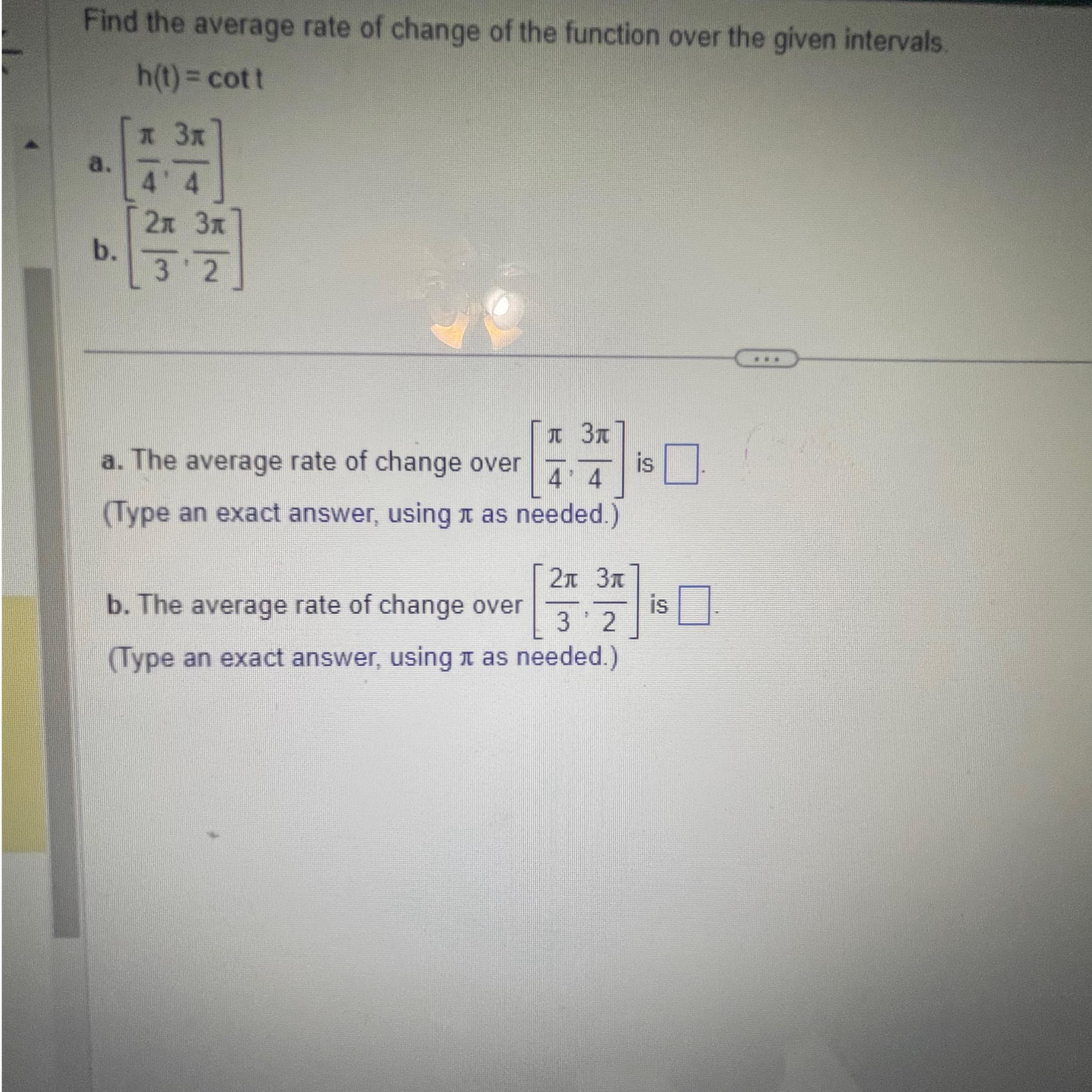 Solved Find the average rate of change of the function over | Chegg.com