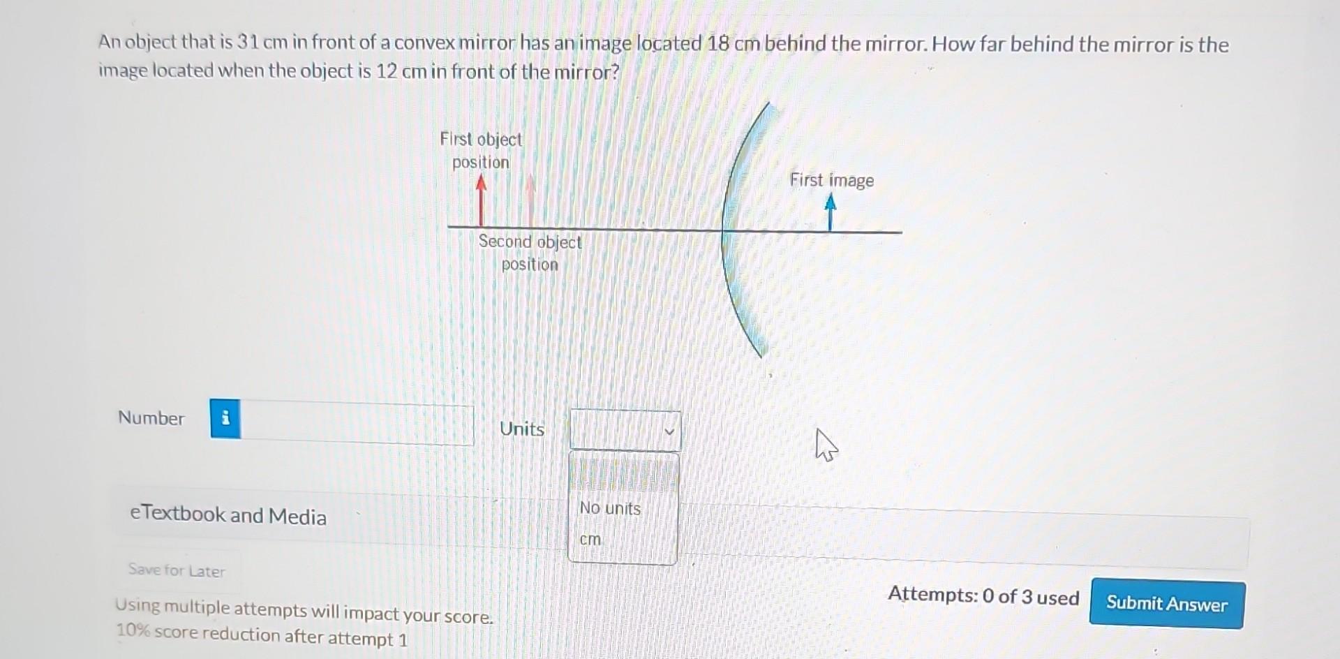 An object that is 31 cm in front of a convex mirror | Chegg.com