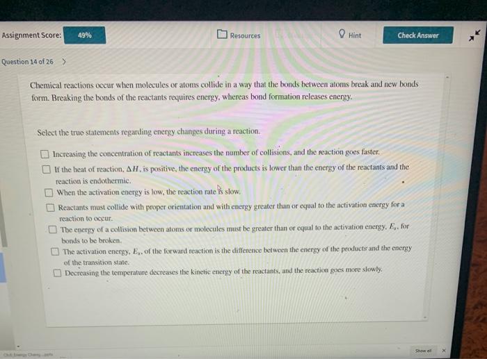 Solved Assignment Score: 49% Resources Hint Check Answer | Chegg.com