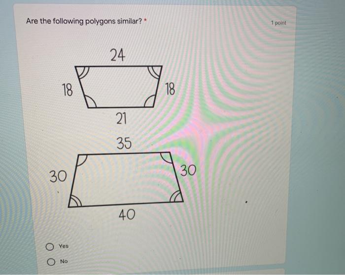 Solved Are the following polygons similar? 1 point 8 3 6 10 | Chegg.com