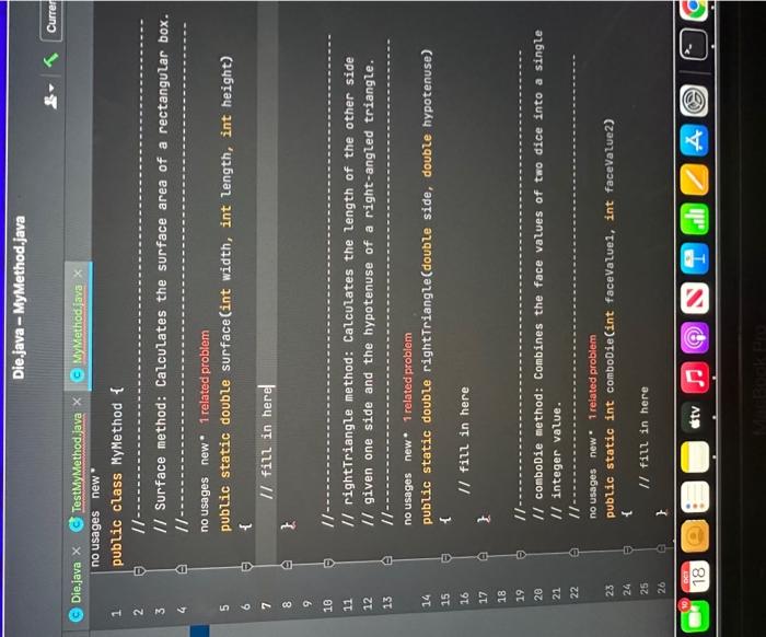 Solved Die.java - MyMethod.java Die.java x (c) | Chegg.com