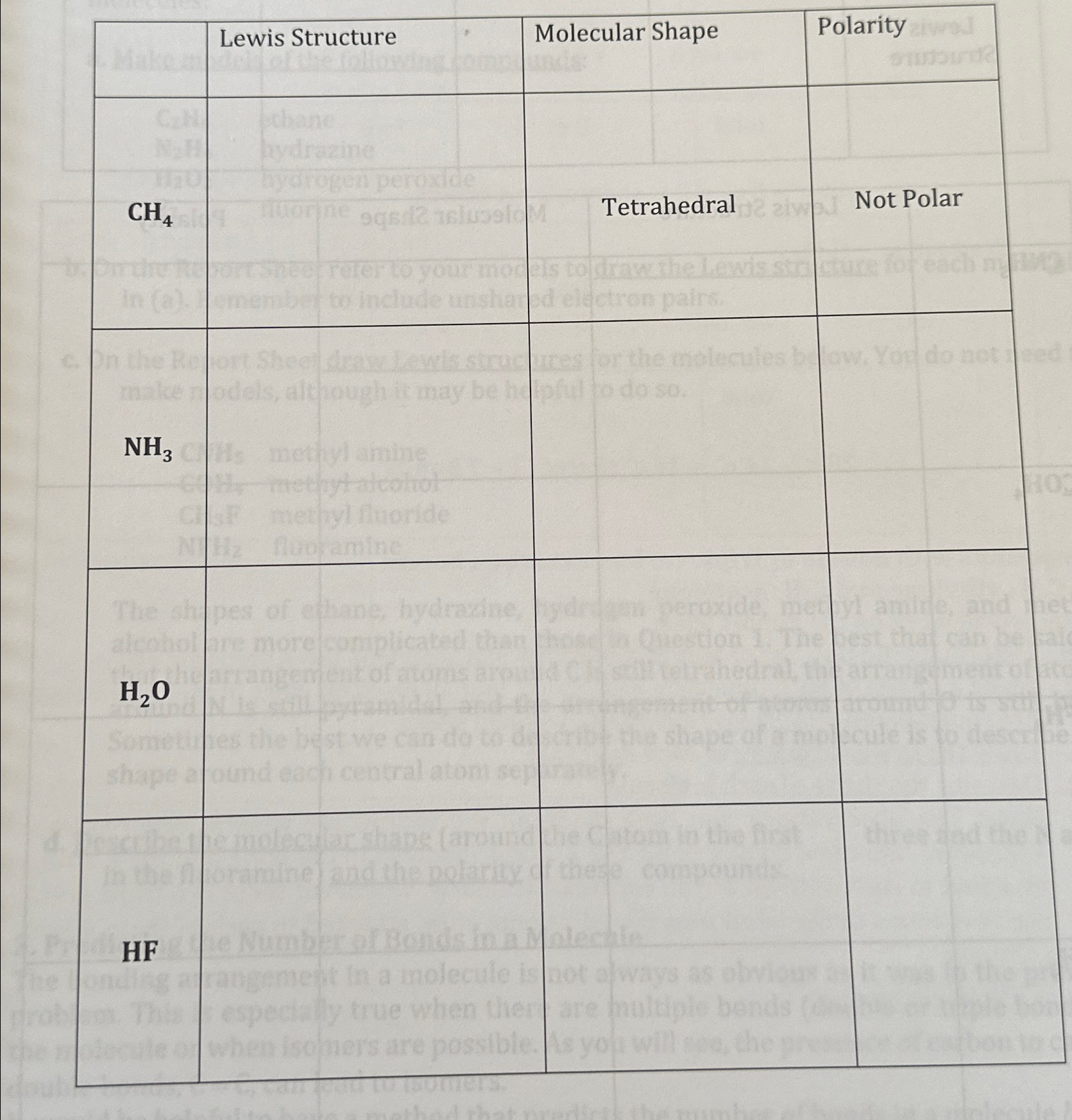 Solved \table[[,Lewis Structure,Molecular | Chegg.com