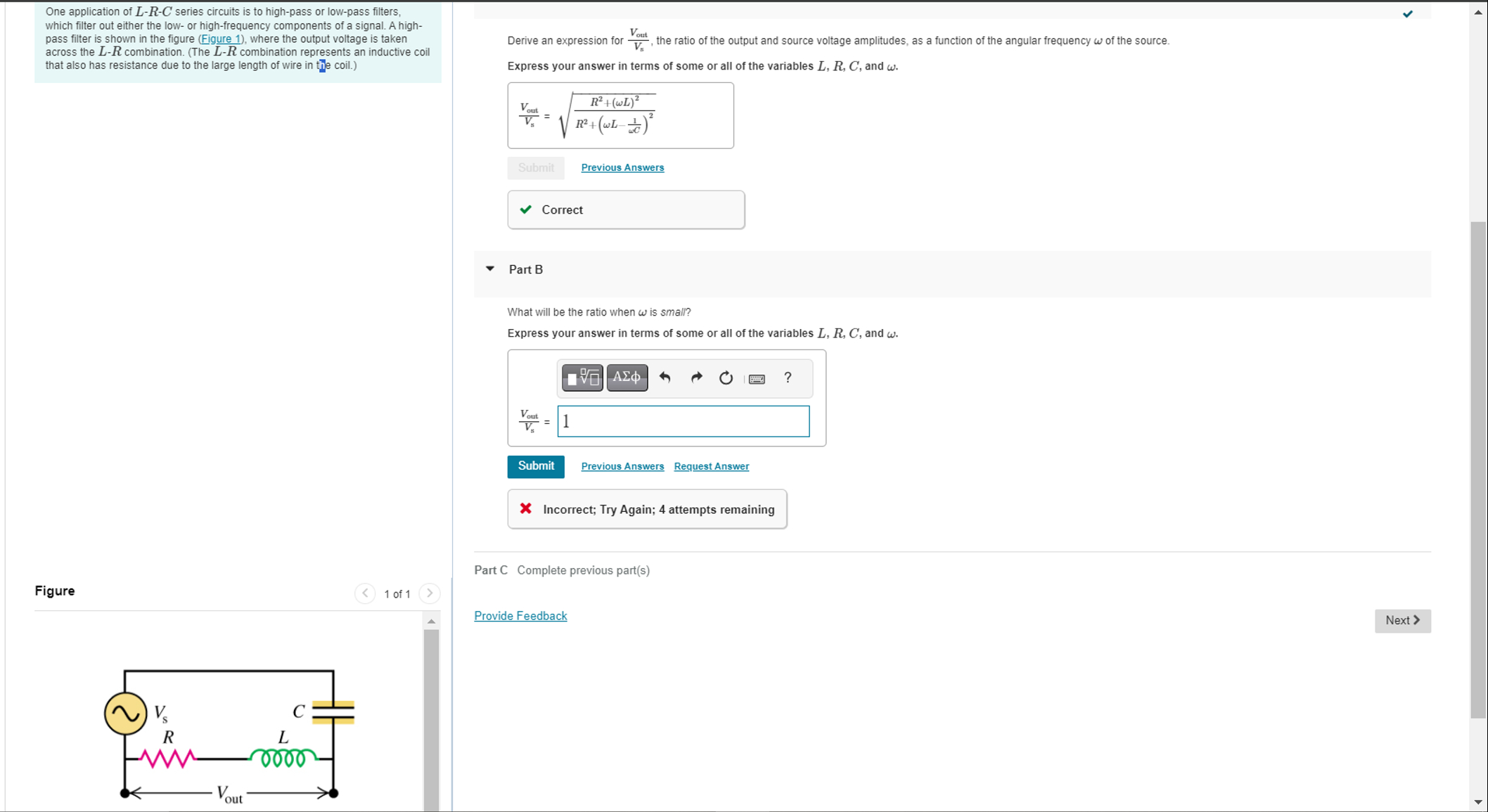 Solved One application of L-R-C ﻿series circuits is to | Chegg.com