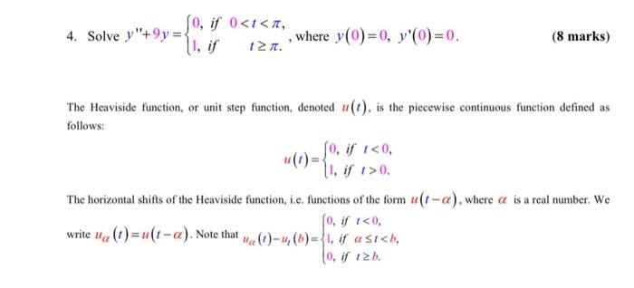 Solved (8 marks) The Heaviside function, or unit step | Chegg.com