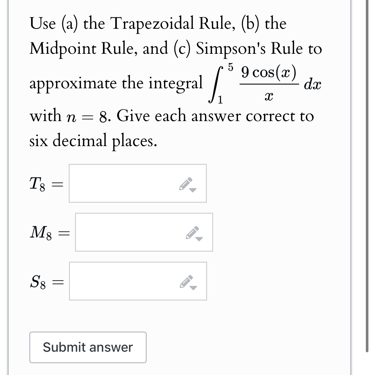 Solved Use (a) ﻿the Trapezoidal Rule, (b) ﻿the Midpoint | Chegg.com