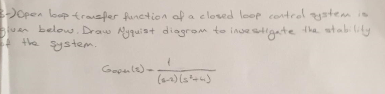 Solved 3-) ﻿Open bop trousfer function of a closed loop | Chegg.com