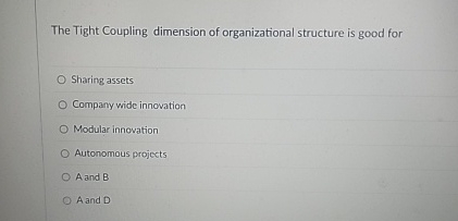 Solved The Tight Coupling dimension of organizational | Chegg.com